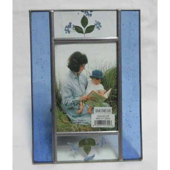 Carr | Accents | Carr Frames Genuine Blue Stainedglass Wpressed Flowers ...